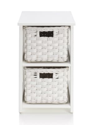 White Rattan 2-tier Storage Unit White | Devcube