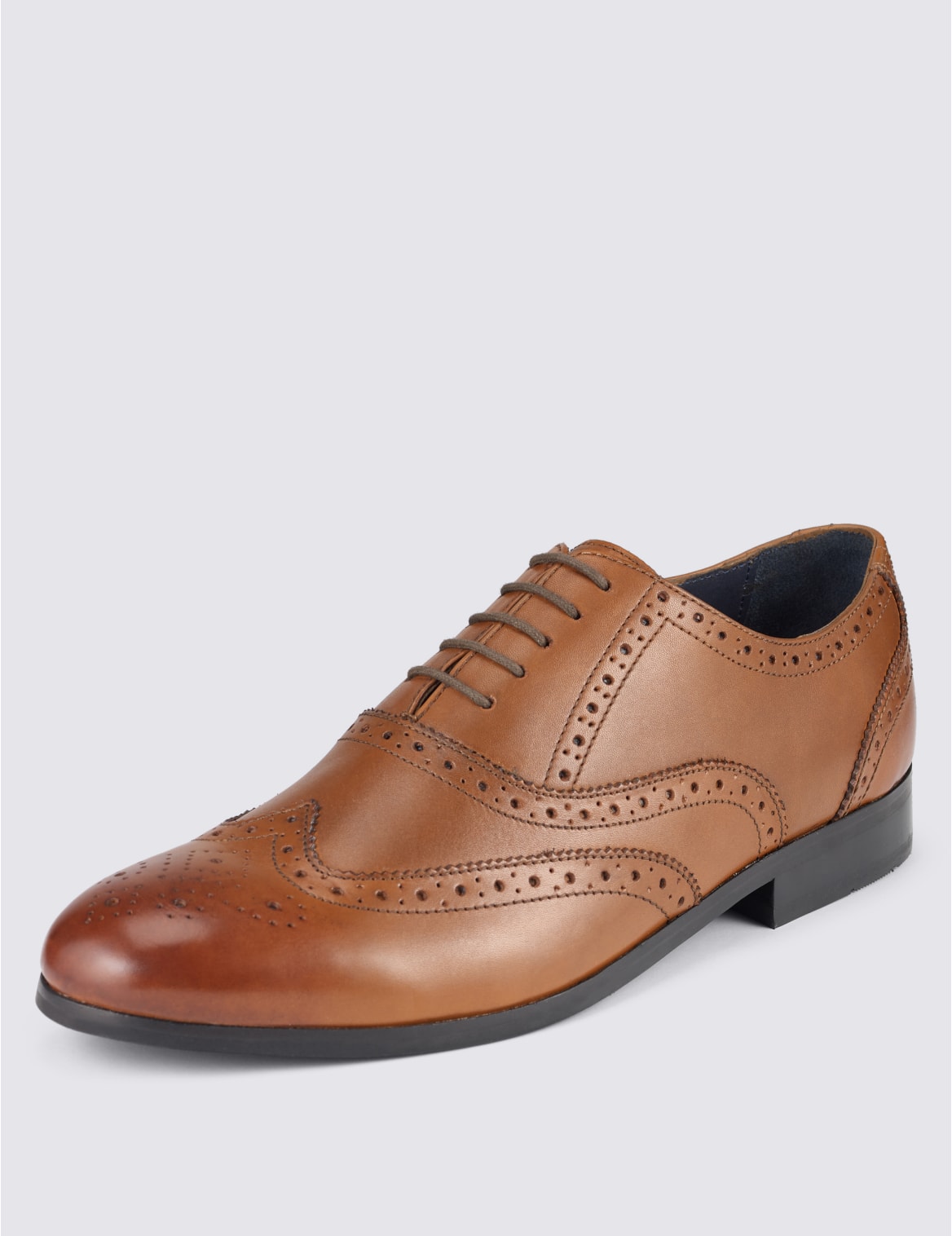Leather Oxford Brogue Shoes Tan | Eizzy